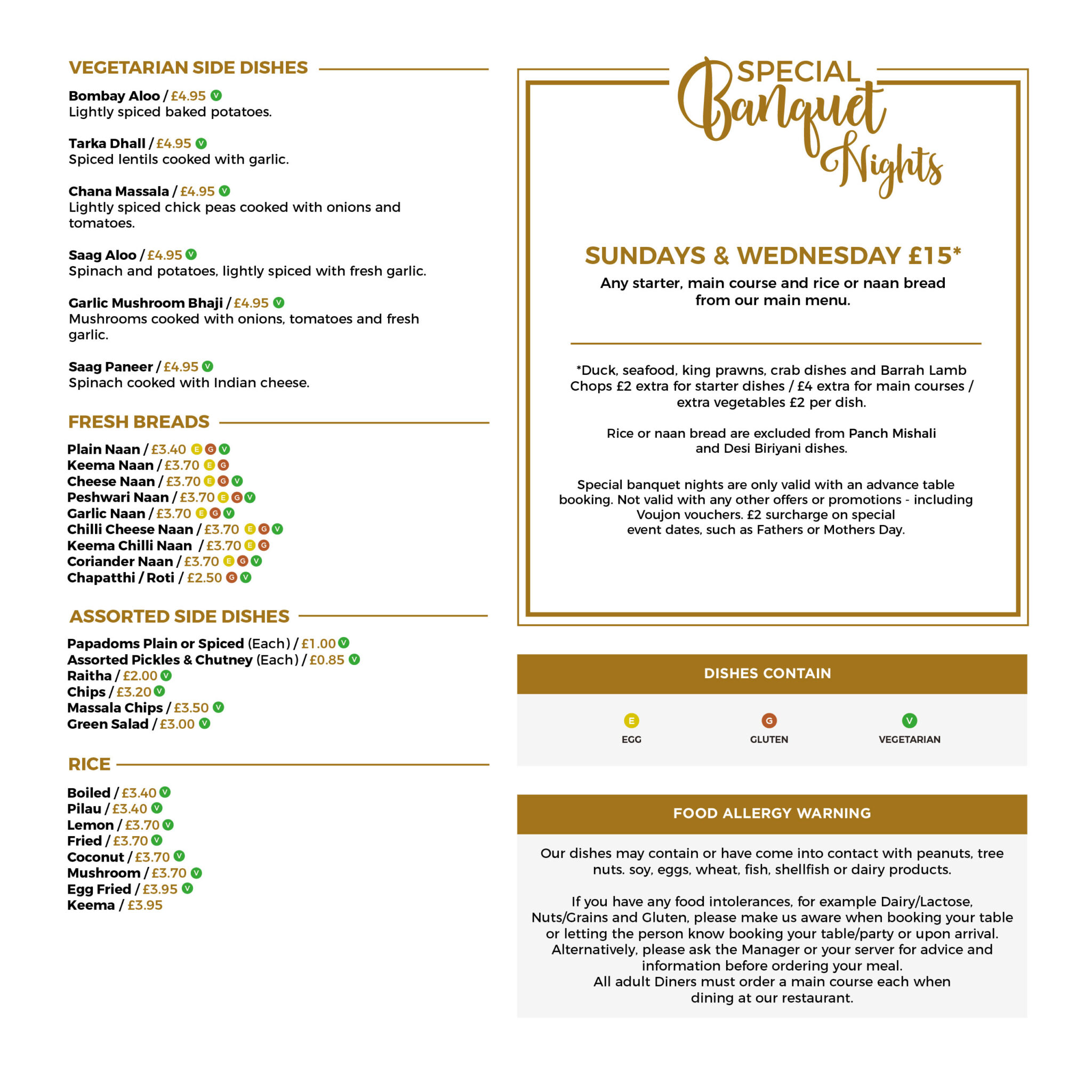 Dine in menu – Voujon Stonnall